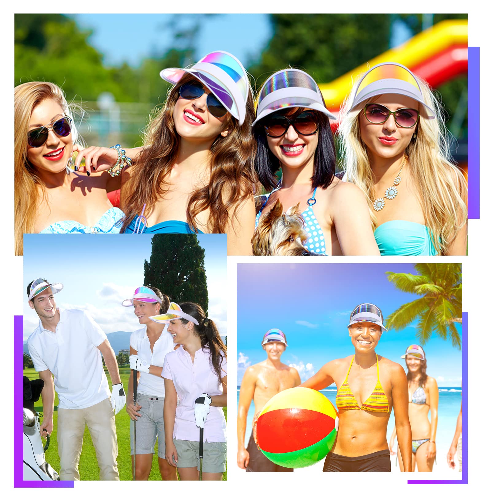 12 Pieces Sun Visor Hats Adjustable Beach Golf Cap Clear Visor Hats for Women Men UV Protection Translucent Hat for Outdoor (Blue, Pink)