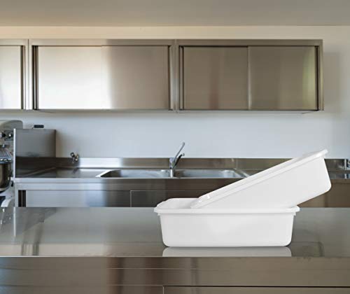 4-Pack Commercial Bus Tubs 8L, White Plastic Bus Box/Tote, Bus Wash Dish Basin Pans