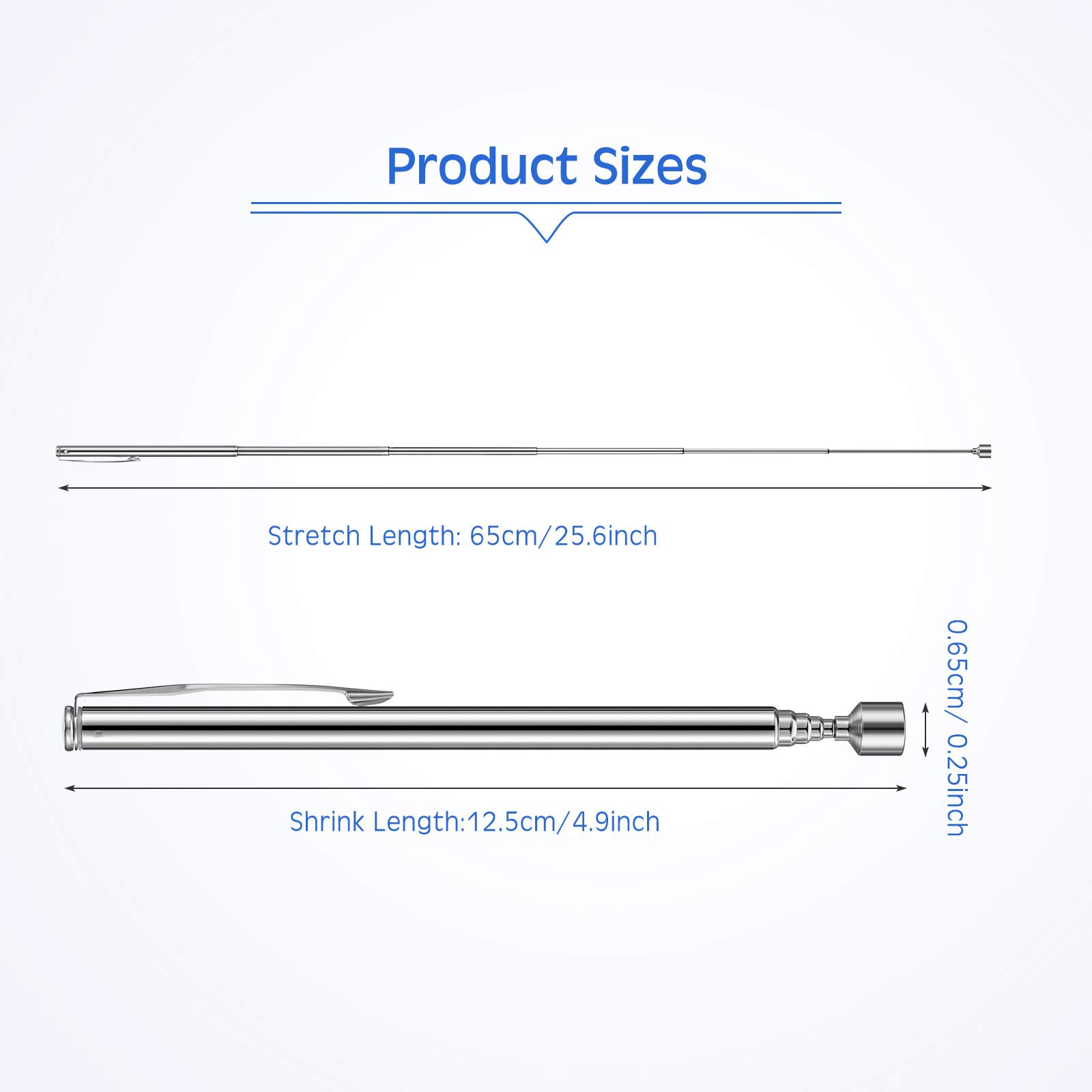 12 Pieces Telescoping Magnet Pickup Tools in 2 Lb Magnetic Stick Gadget with Pocket Clip Magnet Tool to Retrieve Screws Nuts Pins for Men Birthday, Father's Day, Valentine's Day