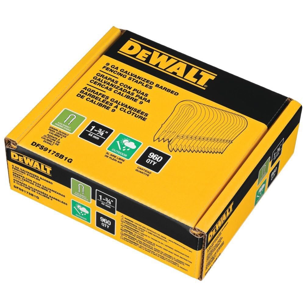 DEWALT DFS9175B1G 1.75" 9 GA Galvanized Barbed Fencing Staples