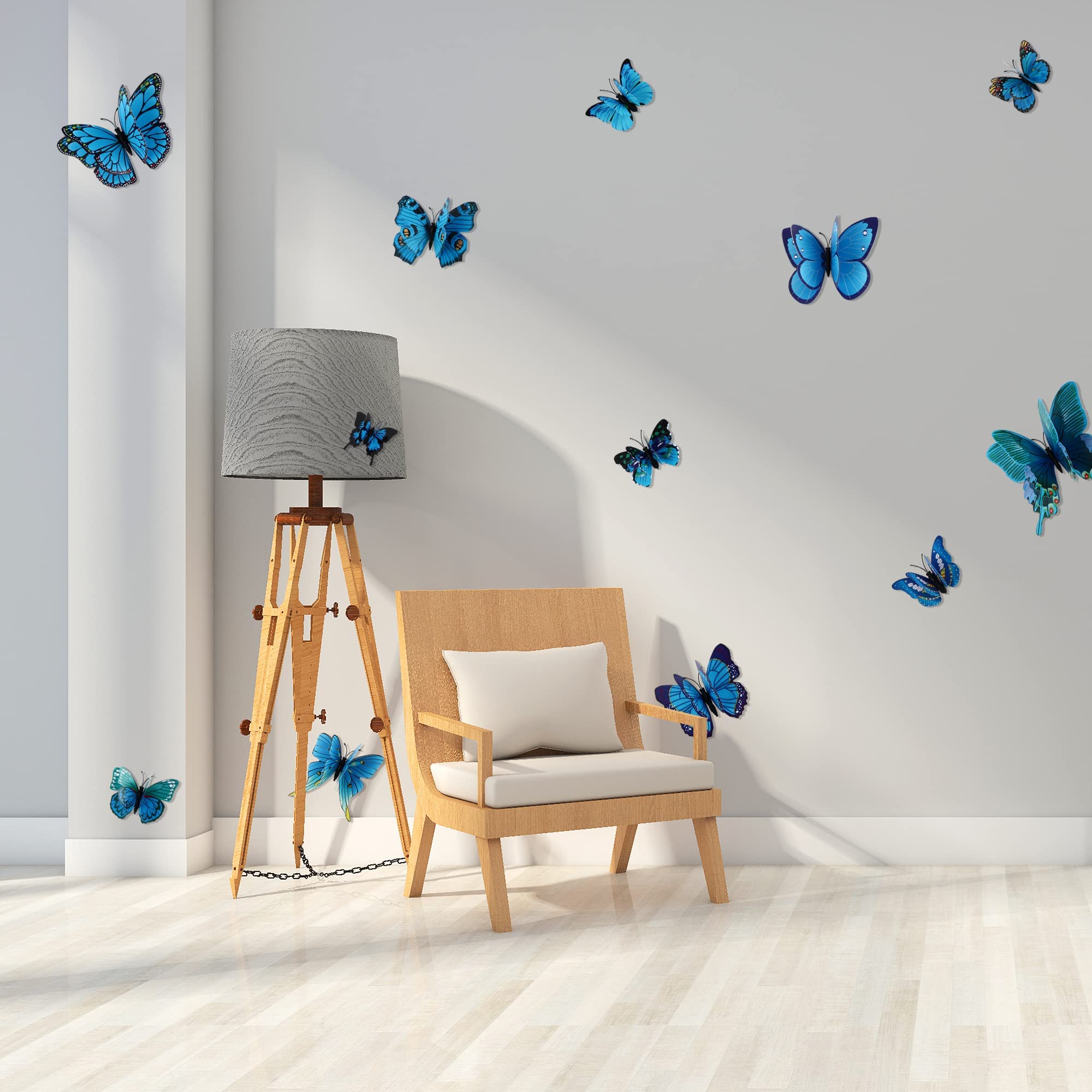 24PCS Butterfly Wall Decals Removable Butterflies Wall Sticker 3D Mural Stickers for Home Bedroom Kids Room Decor (Hollow out-Black/48PCS)