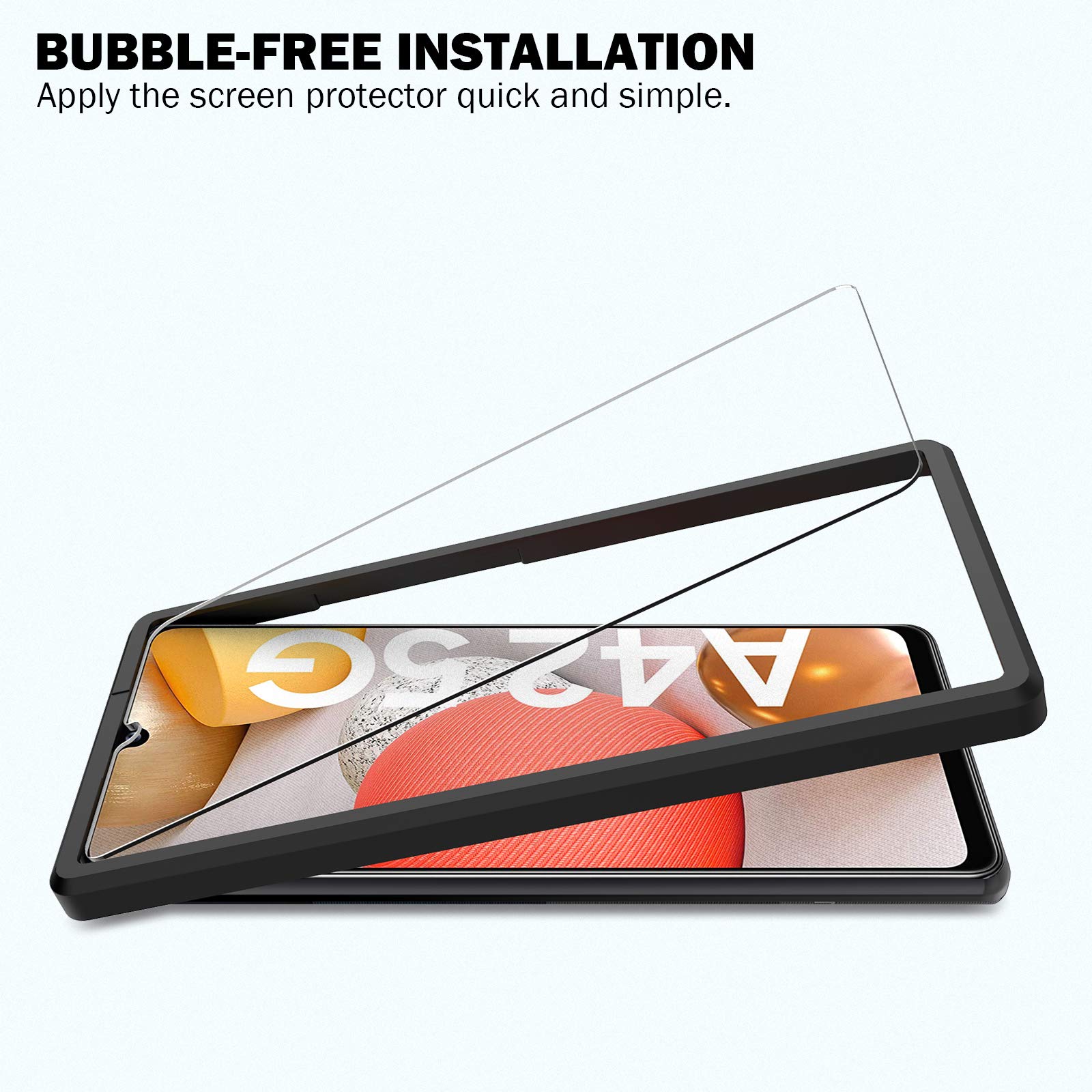 EGV [3+3 Pack Compatible for Samsung Gforalaxy A42 5G Screen Protector Tempered Glass + Camera Lens Protector [Easy Installation] Fingerprint Unlock [Anti-Scratch] [No-Bubble] [Work With Case]