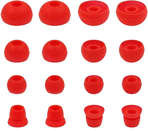 BLLQ Red Replacement Silicone Ear Tips Earbuds Buds for Powerbeats 3 Wireless Beats by dre Headphones, Eartips 16PCS 8 Pairs 4 Size Options for Powerbeats3 Red pbr16