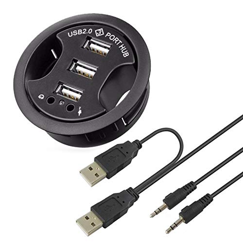 Leya-US LEYAYA 3 Ports USB 2.0 Hub with 3.5mm Audio and Microphone Jack