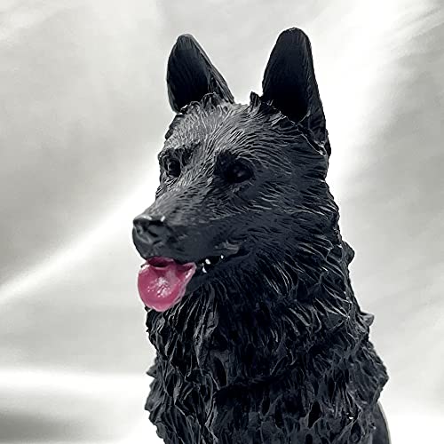 1P Small Resin Black German Shepherd Simulation Model Statue Ornament Wolf Dog Home Bedroom Garden Car Decoration Crafts Collectible Figurines (Black)