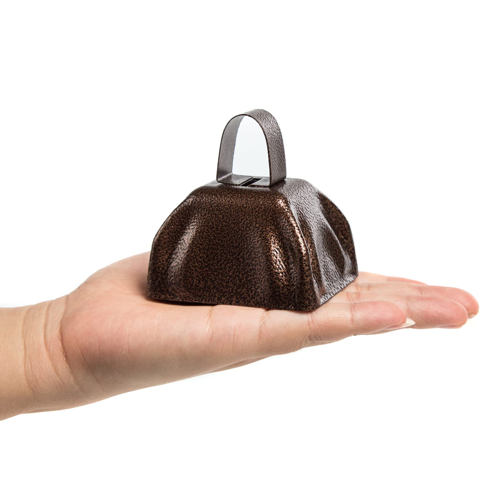 12-Pack Cowbells Noise Maker Decorative Cow Bells Christmas Bell Cowbells with Handle Call Bell Alarm (3 x 2.8 In, Copper)