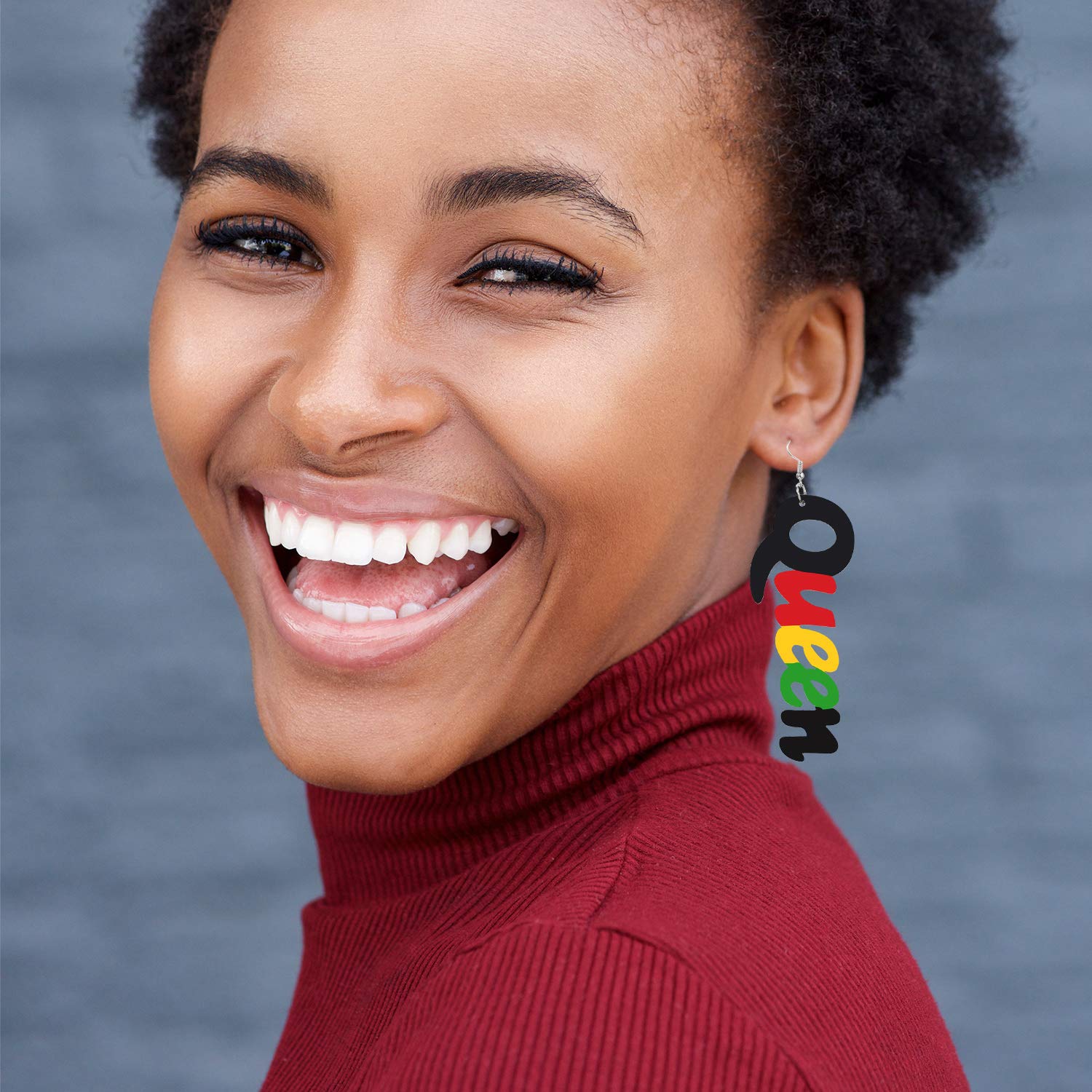 12 Pairs African Map Wooden Earrings African Women Dangle Earrings Natural Ethnic Earrings (Classic Style)