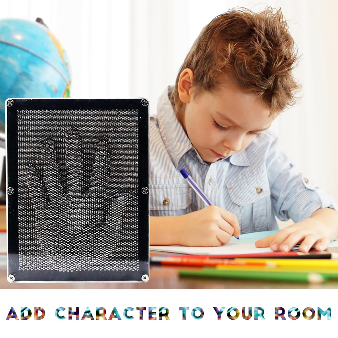 3D Pin Art Toy 6 x 8 Inches, Unique Metal Silver Pin Art Board for Kids,Inspire Imagination & Challenge Sense, Innovative Boundless Creativity for Children & Adults Learning Gift