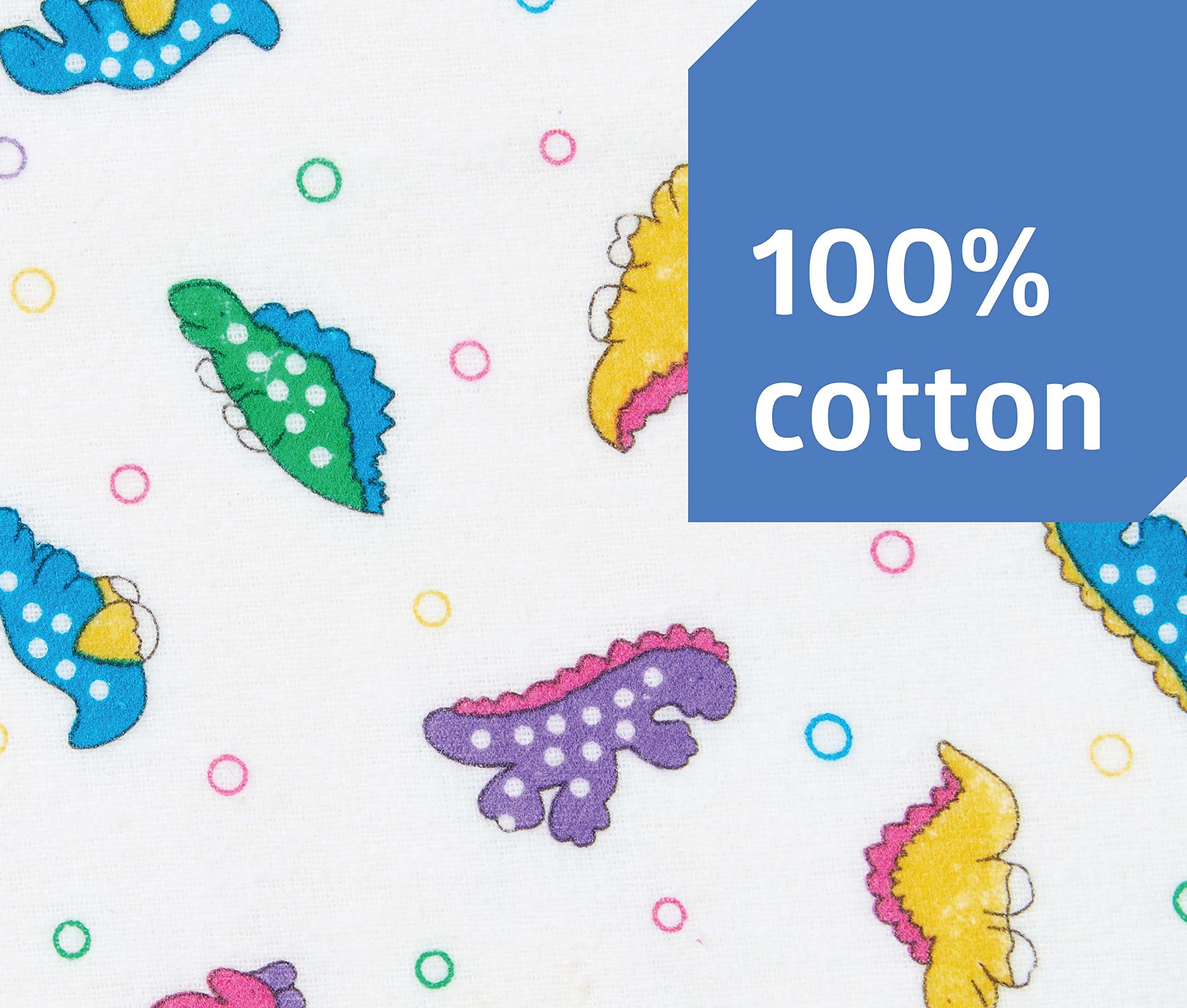 Medline Dinosaur Print Baby Blanket, Classic Design, 100% Cotton, Soft, Cuddly, Swaddling, 30" x 40", 3 Count