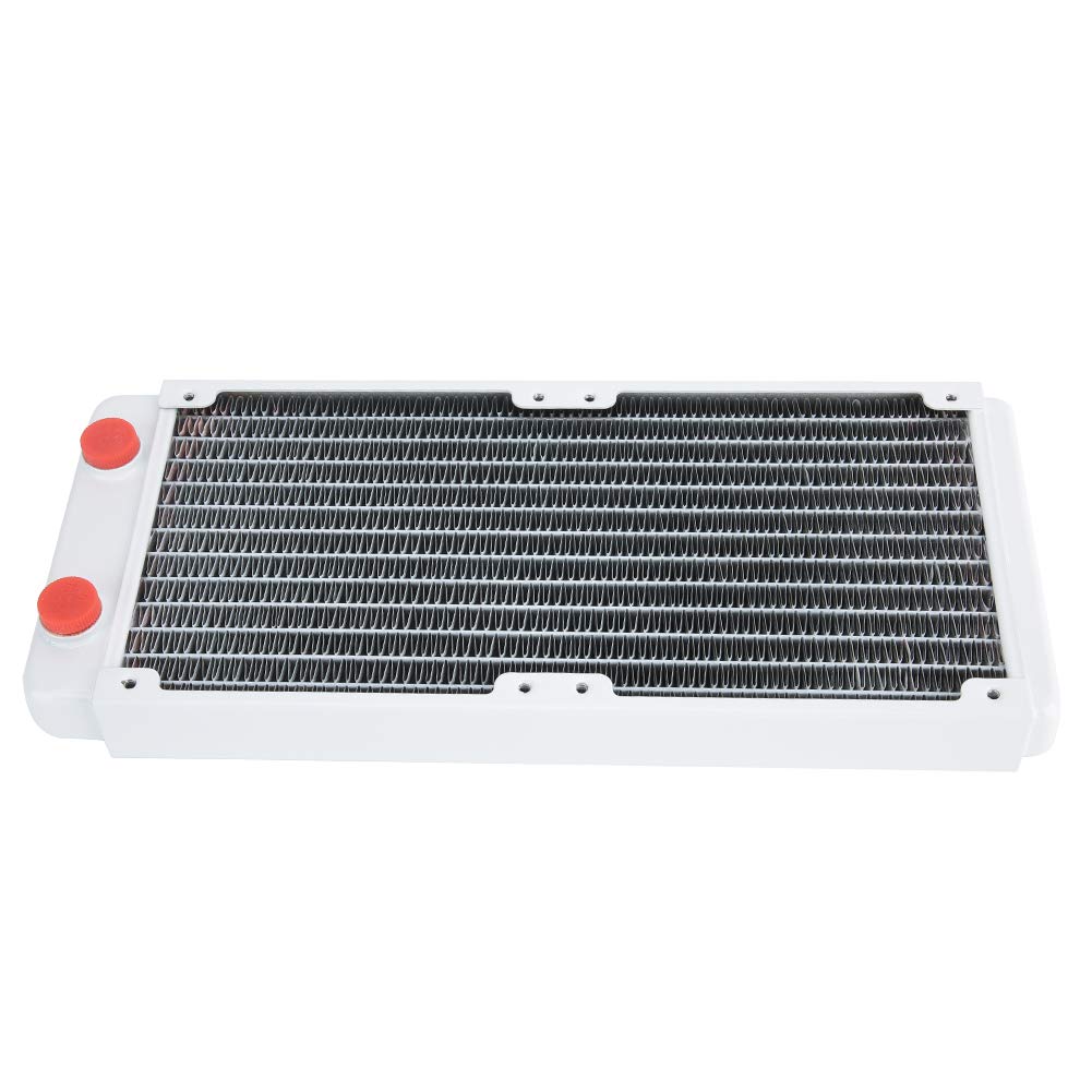 Water Cooling Radiator,240mm Computer Water Cooling White Copper Heat Sink with 12 Pipes,PC Water-Cooled Tube Easy to Install,Suitable for Computer Water Cooling Systems,Beauty Apparatus