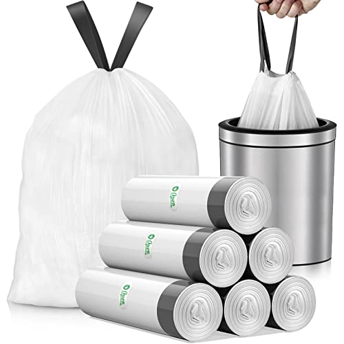 4 Gallon 120 Counts Strong Drawstring Trash Bags Garbage Bags by Teivio, Bathroom Trash Can Bin Liners, Small Plastic Bags for home office kitchen, White