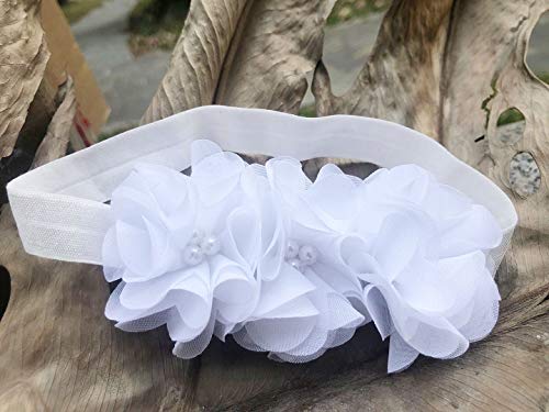 Bow Dream Baby Girl Baptism Christening Shoes and Headband Set White Reinstones 0-3 Months