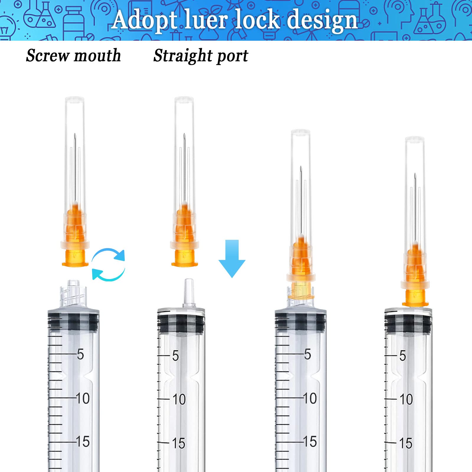 100 PCS Luer Lock Precision Dispensing Tools,Suitable for Refilling Liquidused in Industry, Scientific Research, Laboratory, Plant Cultivation (Size:25Ga 1in/25mm)