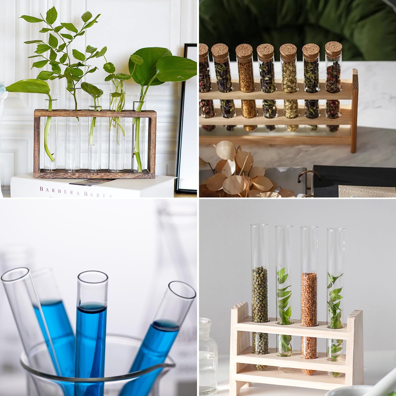 30 Covered Plastic Test Tubes - Small Plastic Tubes, 20ml Transparent Plastic Tubes with Cork Stoppers, Small Transparent Plastic Tube Containers for Solid and Liquid Storage (30, 16mm*150mm)