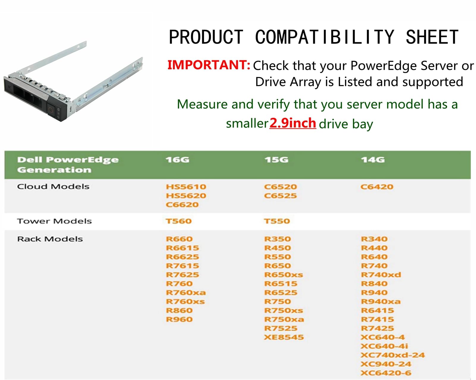 2.5" DXD9H 0DXD9H SAS SATA Hard Drive Tray Caddy for PowerEdge 14th Server R440 R640 R740 R740xd R940 R6415 R7415 R7425 Hot Swap Bracket