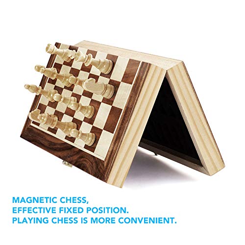 Amerous Chess Set, 12"x12" Folding Wooden Standard Travel International Chess Board Game Set with Magnetic Crafted Pieces