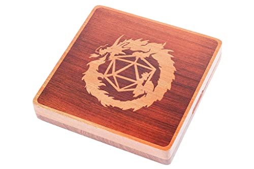 3DEGOS Portable Dragon Wooden Dice Box, Dice Tray for Dungeons and Dragons, DND Dice Set, Gifts, D&D, D and D, Pathfinder, Accessories, D20, Polyhedral, Resin Dice, Metal Dice, Bag, Tower