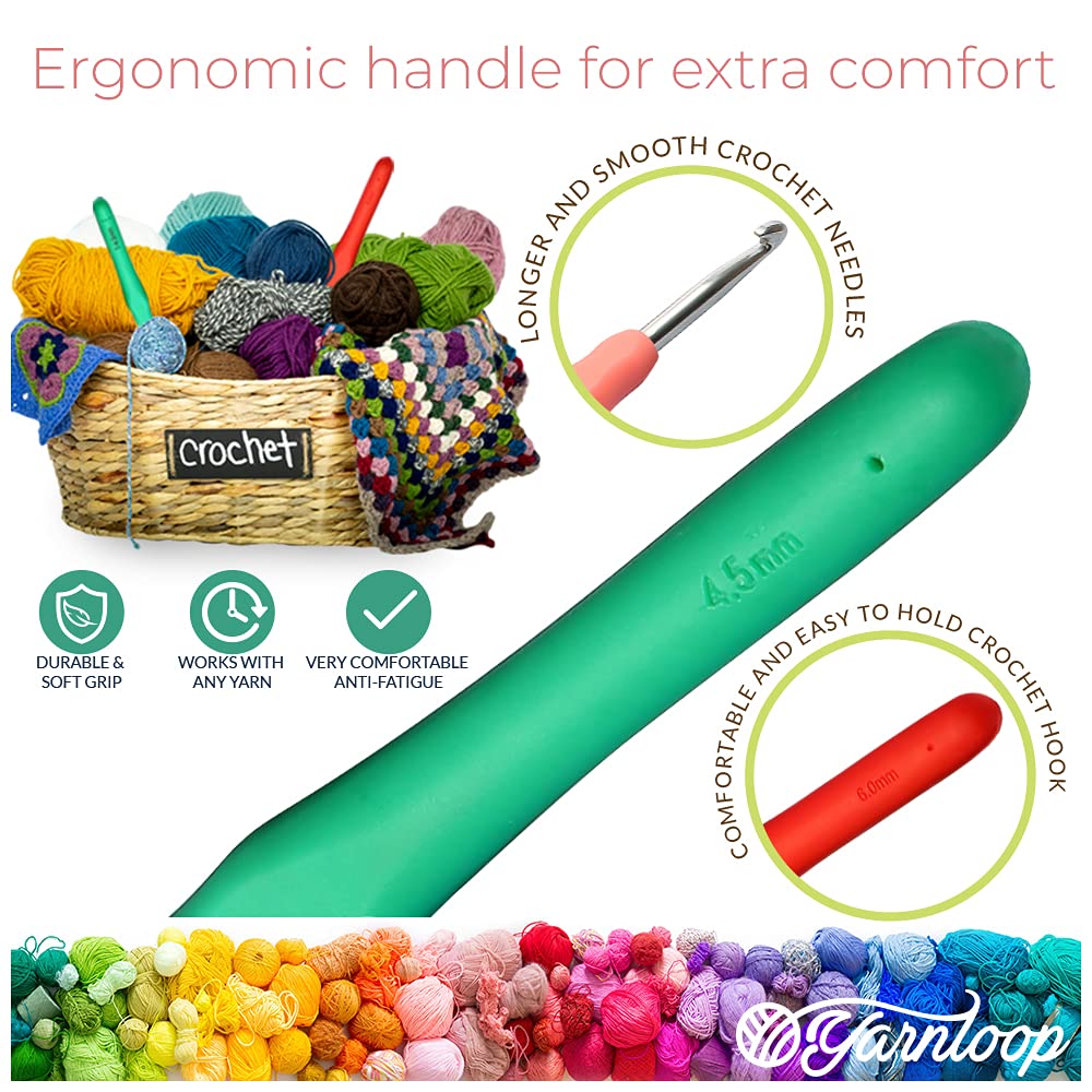 12 Sizes Crochet Hook Set | Extra Long and Large Crochet Hooks | Ergonomic Crochet Starter Kit | Crochet Needle Set Comes with Beautiful Felt Bag | Perfect Crochet Hooks for Arthritic Hands