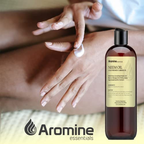 Aromine Neem Oil for Skin, Hair care and Neem Oil for Plants (4oz)