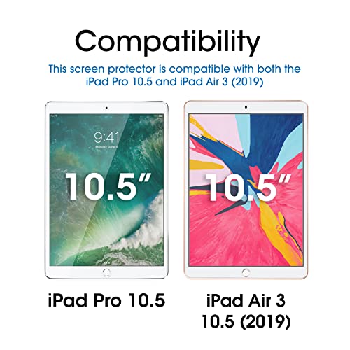 amFilm Glass Screen Protector for iPad Air 3, iPad Pro 10.5" (2017), Apple Pencil Compatible, Tempered Glass, 2 Pack