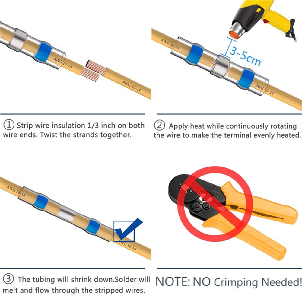 120 PCS Heat Shrink Butt Connectors,Heat Shrink Wire Connectors,Waterproof Wire Connectors,Electrical Connectors Kit,Can be Ideal Used in Marine and Automobile Applications