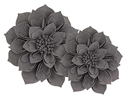 Fennco Styles Handmade 3D Heart-Shaped Petals Flower Decorative Throw Pillow Cover 13" Round - Slate Floral Pillow Case for Couch, Home Décor and Holiday, Housewarming Gift