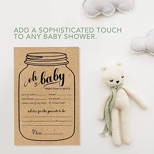 30 Pack Baby Shower Advice Cards- Kraft Advice and Prediction Cards for Gender Neutral Baby Shower Games