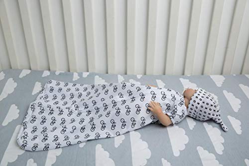 BaeBae Goods Premium Crib Sheets for Baby Boys and Girls, 4 Pack, Soft and Breathable Jersey Knit Fitted Sheet Set, Grey and White, Cute Gender Neutral Nursery Mattress Bedding, Universal Fit