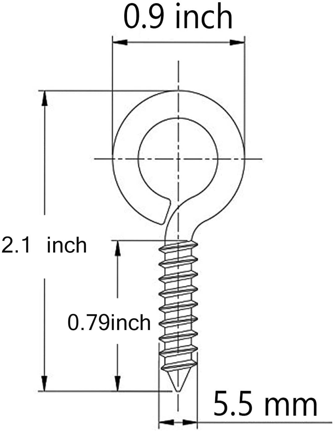 30 Pack of Eye Screws, 2 inch Metal Eye Hooks Thread Self-Tapping Hanging Hooks Eyebolt Ring Black.