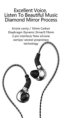 BLON BL03 in Ear Earphones,10mm Carbon Diaphragm Dynamic Drive Bass HiFi DJ in Ear Monitor, Diamond Mirror Process in Ear Headphone with 2pins Detachable Cable Wired Earphone