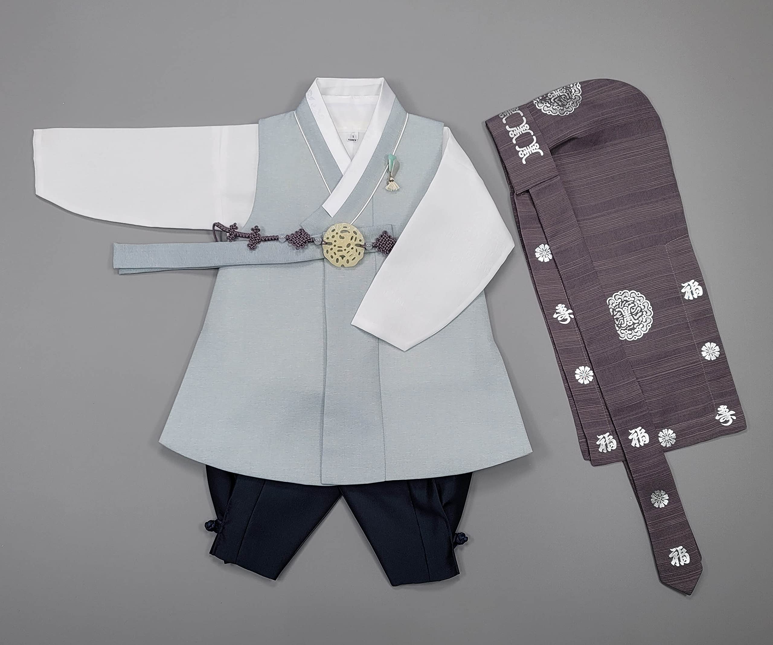 Boy Baby Hanbok Set Korea Traditional Dol Party Celebrations Mint oob02 (1 Age Set)