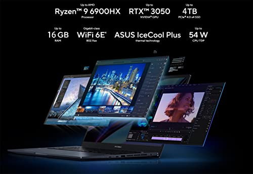 ASUS 2023 Zenbook Pro 17 17.3” Touchscreen 2.5K 165Hz Business Laptop, AMD Ryzen 9 6900HX, 16GB RAM, 4TB PCIe SSD, Backlit Keyboard, NVIDIA GeForce RTX 3050, Win 11, Black, 32GB SnowBell USB Card
