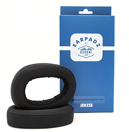 Earpadz Replacement for Sennheiser GSP 500, 550, 600 Headphones Ear Pads, Soft Knit Headphone Cushions (Jerzee, Black, 1 Pair)