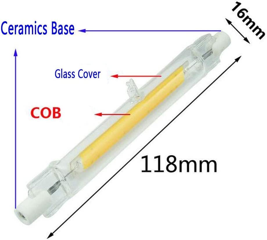 118mm 20W R7S LED Bulb 200W Halogen Equivalent 118mm J-Type High Brightness 20W 120V R7S Base 6000K Daylight White J Type T3 118mm Double Ended Flood Light 360°Beam Angle, Pack of 4