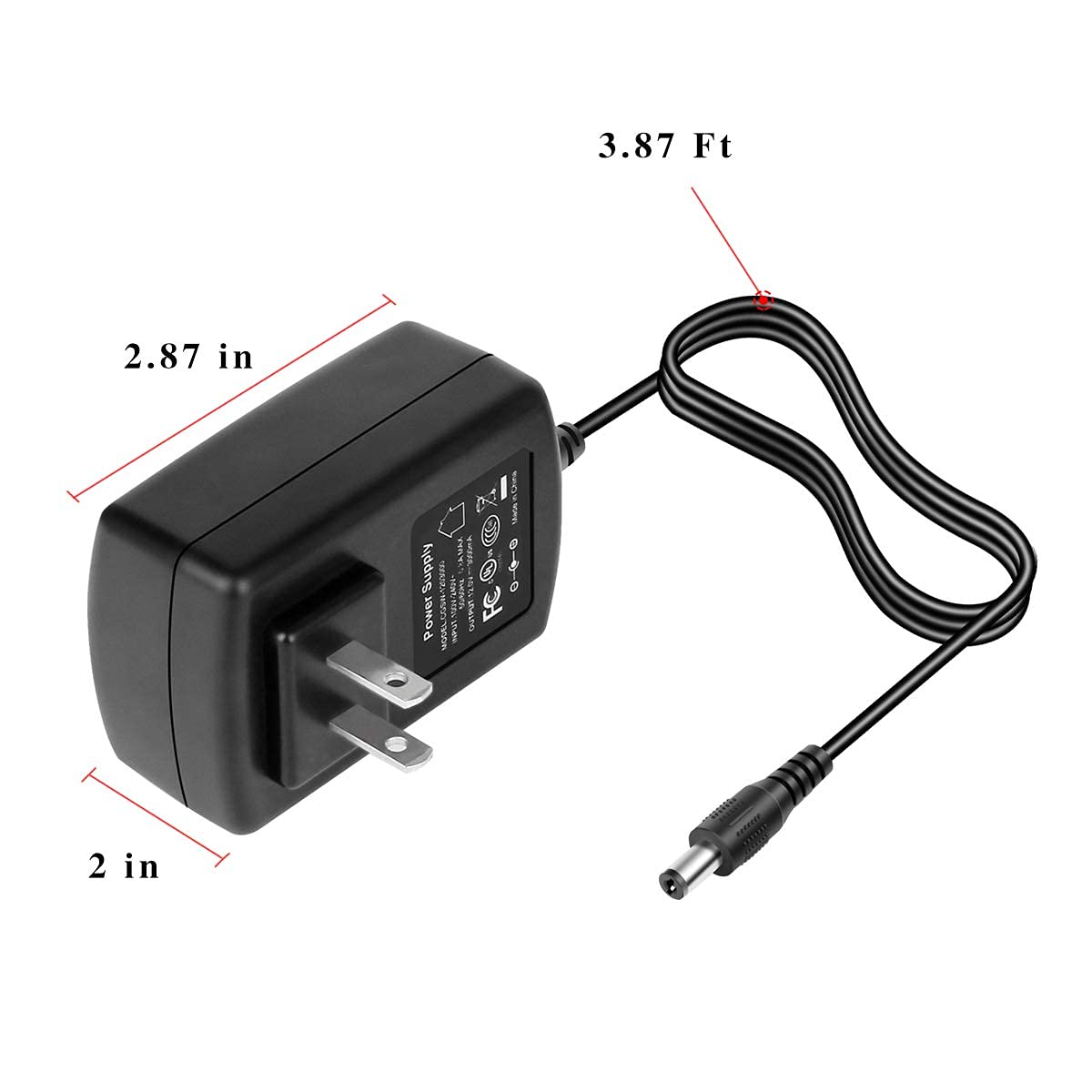 12V 3A Power Supply Adapter SUEPRNIGHT AC 100-240V to DC 12 Volt Power Supply Transformer Converter with 5.5mm x 2.1mm Plug for Router Led Strip Lights CCTV Camera