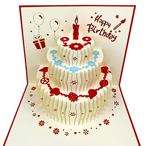 Akeydeco 3D Pop Up Birthday Cards,Birthday Pop Up Greeting Cards Laser Cut Happy Birthday Cards Including Envelopes Best for Mom,Wife,Sister, Boy,Girl,Friends 1 Pack