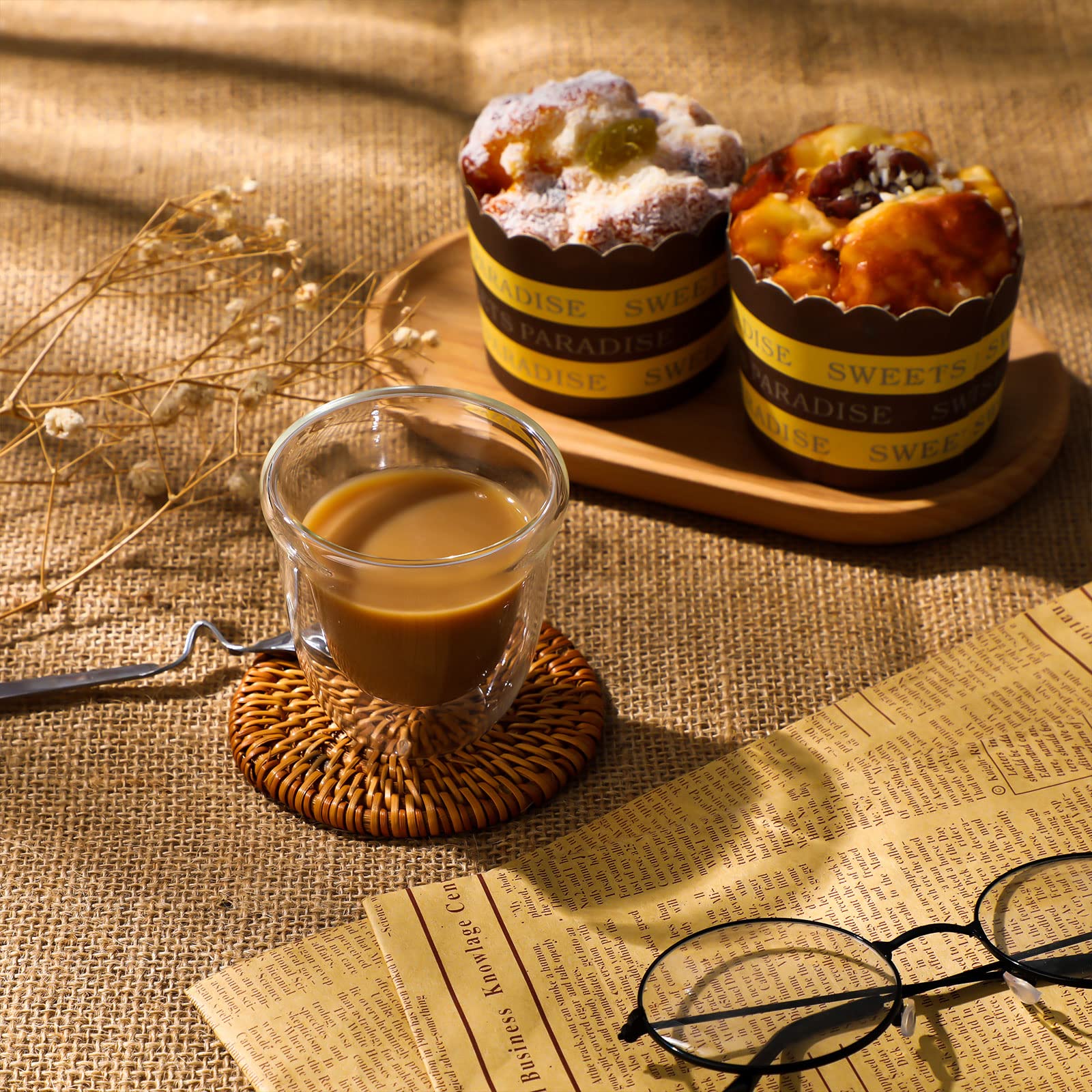 2 oz Espresso Glass Cups Set of 8, Double Wall Espresso Shot Glasses Clear Insulated Coffee Mug for Espresso Cappuccino Latte