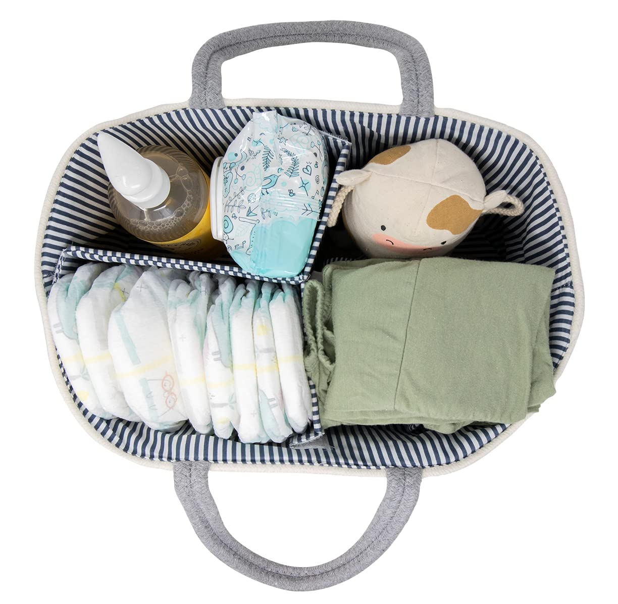 AMP Baby Diaper Caddy Organizer - Changing Table Diaper Organizer - Portable Rope Nursery Storage Bin for Boys and Girls - Diaper Storage Basket for Changing Table & Car Basket