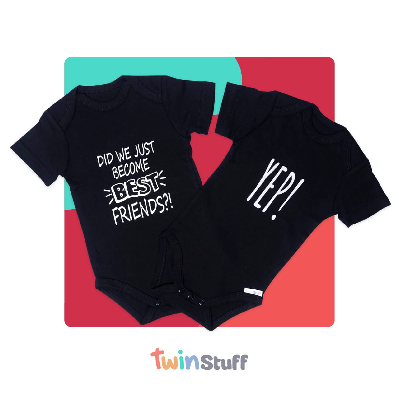 Twin Stuff 100% Cotton Unisex Best Friends Rompers – Cozy and Adorable Matching Outfits for Newborn Identical and Fraternal Twins – Premium Quality – Soft and Comfortable – Sizes 0-3 Months