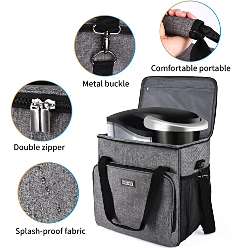 BAGLHER Coffee Maker Storage Bag,Waterproof Travel Carrying Organizer Case,Suitable for Kering Coffee Machines and Other Accessories,Dustproof Tote Bag with Shoulder Strap Grey