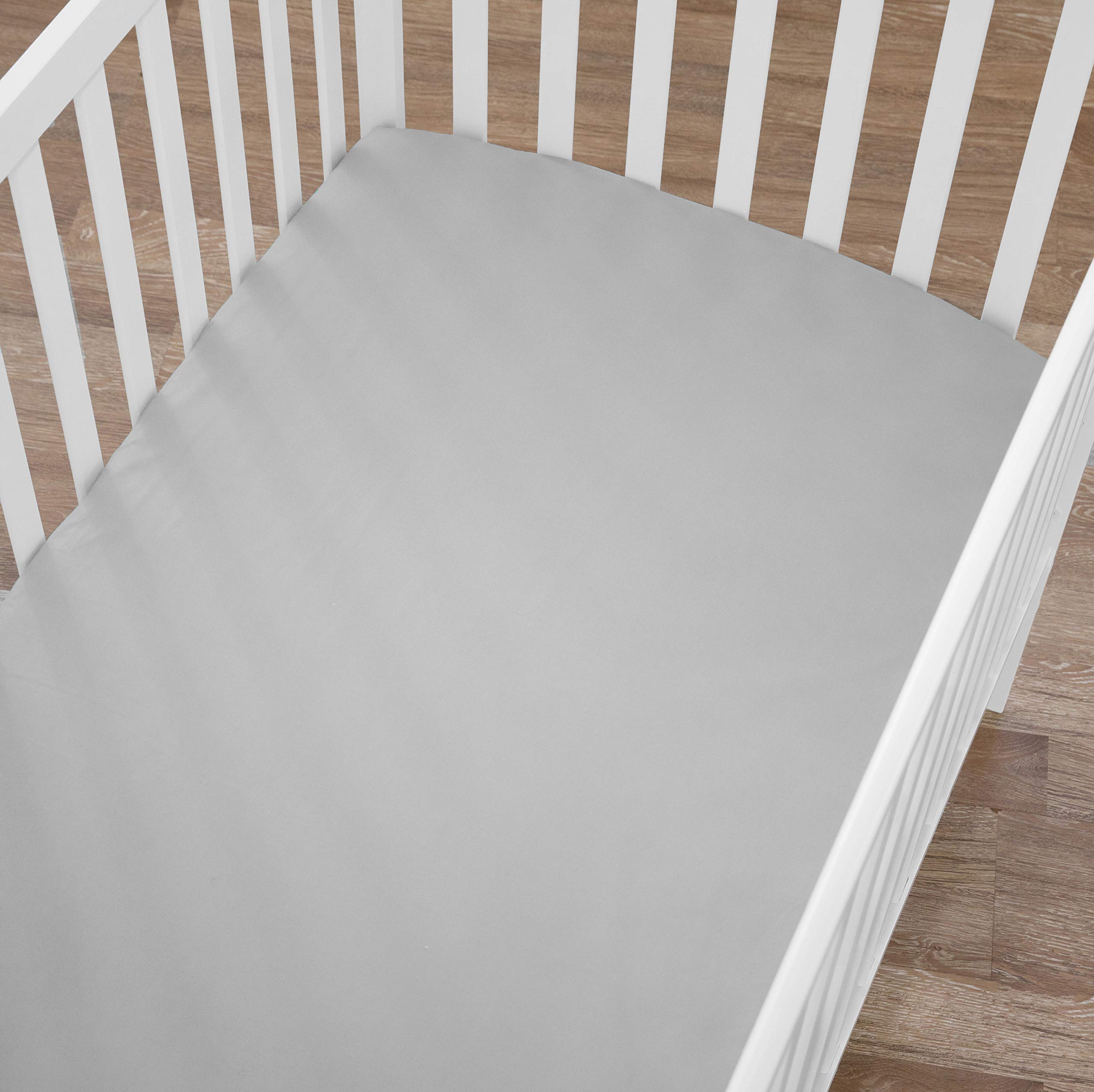 American Baby Company 100% Cotton Percale Fitted Crib Sheet, Gray Plus Gray Zigzag, 2 Count