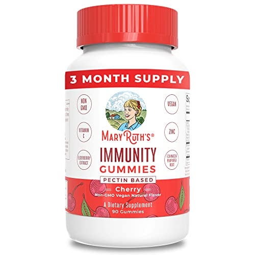 MaryRuth's Immune Support Elderberry Gummies with Echinacea | Vitamin C and Zinc for Adults & Kids | Immune Defense Gummy Vitamins | Cherry | Vegan | Non-GMO | 2 Pack | 90 Count