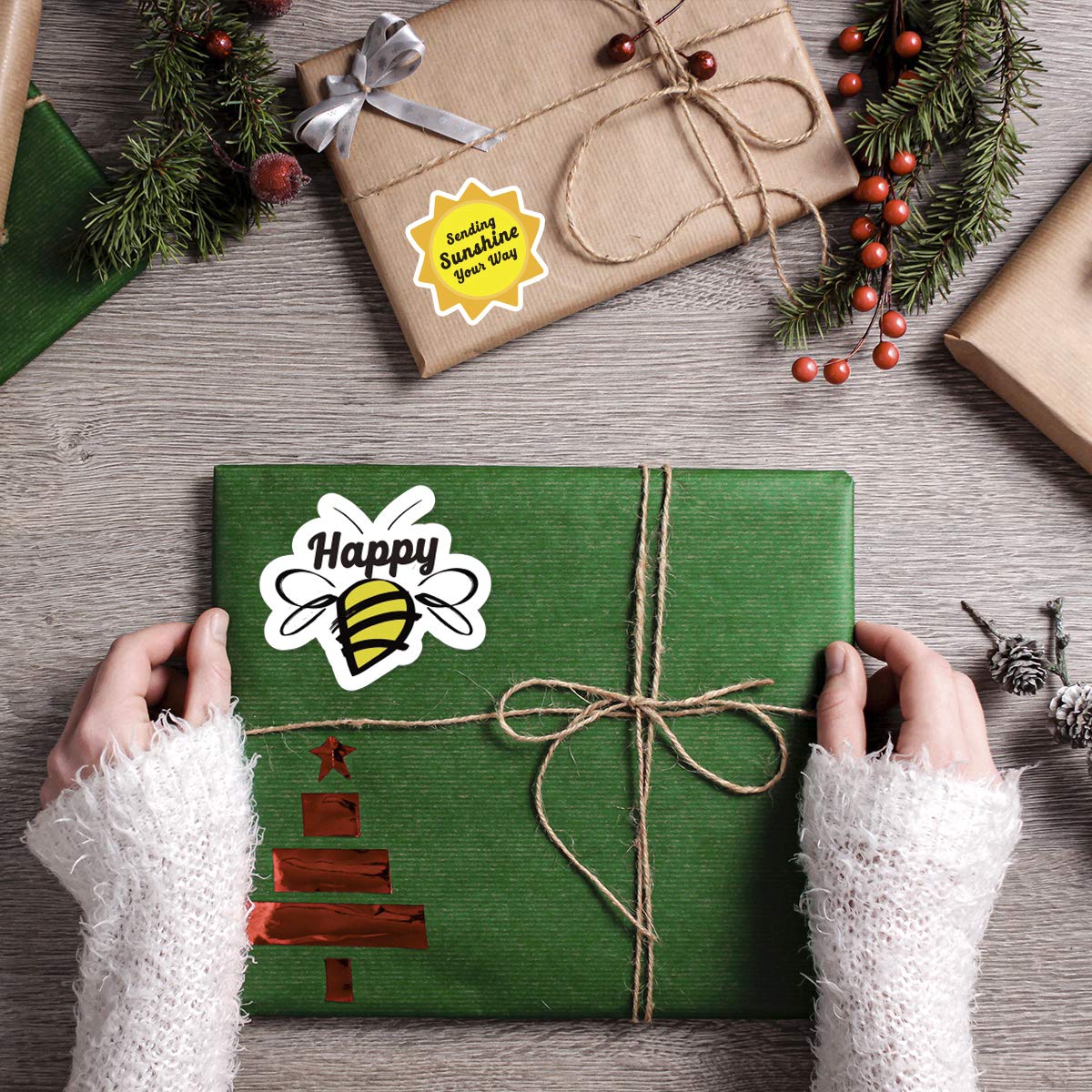 muminglong Muminglong 1.5 Inch Happy Bee Sticker,Thank You Sticker,Small Shop Sticker, Small Business, Handmade Sticker,Packaging Sticker, Baby Shower Sticker,500 PCS