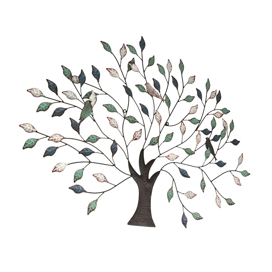 36-inch Tri-Tone Leaves Birds in Branches Metal Tree Wall Décor - Unique Artistic Design for Indoor and Outdoor Use, Easy Installation, Durable Construction, Stunning Tri-Tone Finish