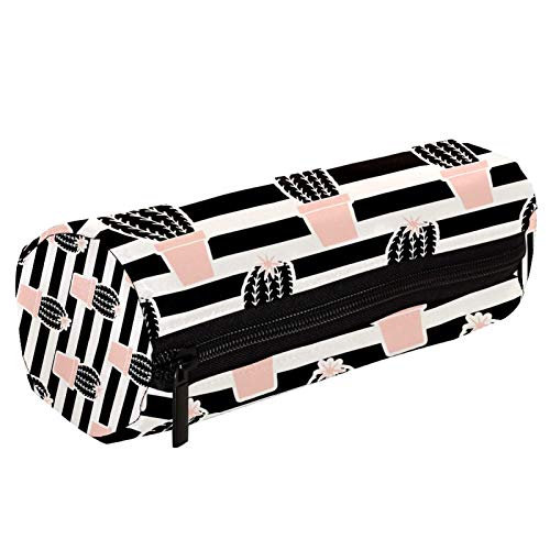 Hand Drawn Cactus Pattern Pencil Bag Pen Case Stationary Case Pencil Pouch Desk Organizer Makeup Cosmetic Bag for School Office