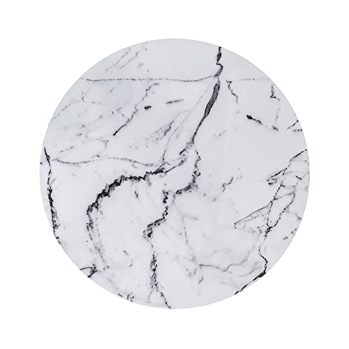 42.12" Modern Round Dining Table with Printed White Marble Table Top for Dining Room, Kitchen, Living Room