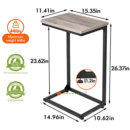 AMHANCIBLE Tall C Shaped End Table Set of 2, Side Tables for Sofa, Couch Table, Small workstations, TV Tray Table for Living Room, Bedroom, Office, Metal Frame, HET02BGY