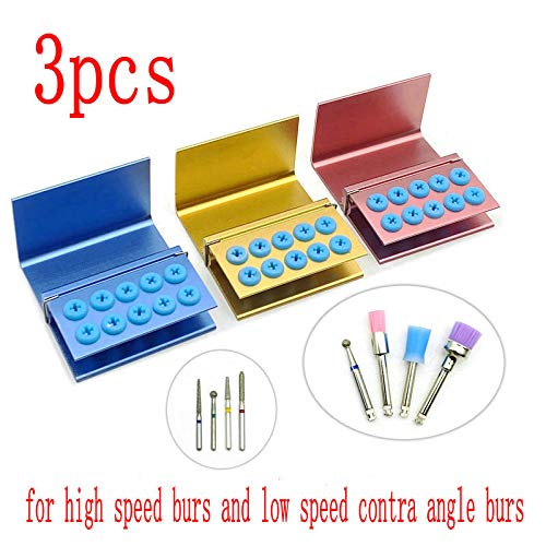 3Pcs 10 Holes Dental Burs Holder Block Case for CA/RA&FG Dental Autoclavable Burs Holder