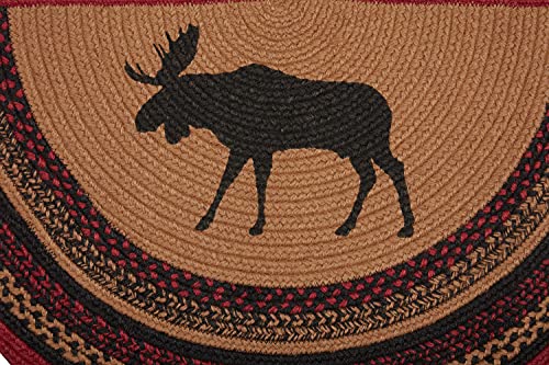 VHC Brands Cumberland Rustic Kitchen Rug, Cozy Natural & Dyed Jute Moose Pattern Tan Entryway Doormat Half Circle 16.5x33