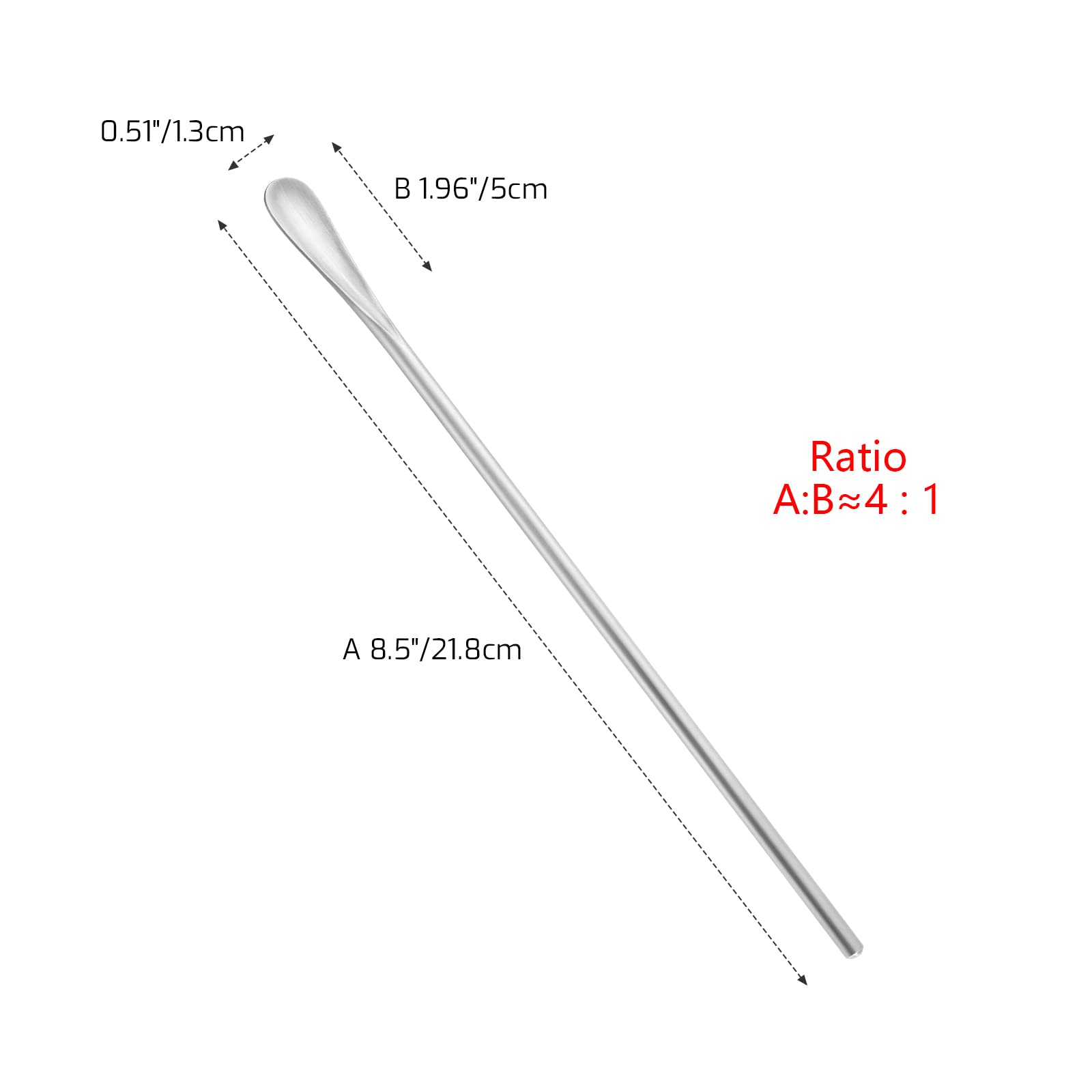 8.5Inch/21.8cm Coffee Stirrers Spoon,Silver Stainless Steel 304# Coffee Stir Sticks,Round Solid Long Handle Cocktail Beverage Iced Tea Stirring Stick,Drink Mixing Spoon,Set of 4